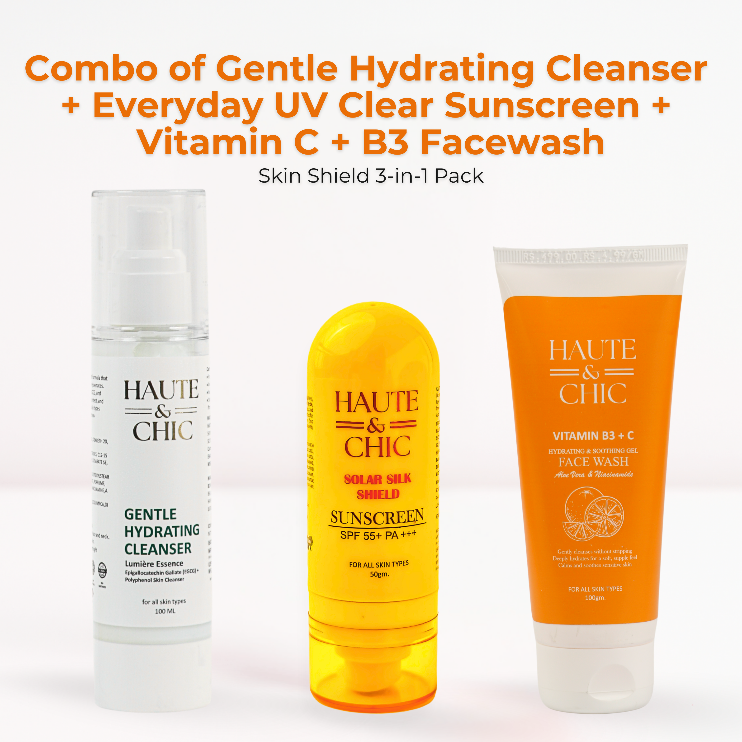 Combo of Gentle Hydrating Cleanser + Everyday UV Clear Sunscreen + Vit